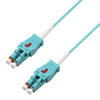 China LC Uniboot to LC Uniboot Duplex OM3 Multimode Fiber Patch Cable 2.0mm OFNR Aqua for sale