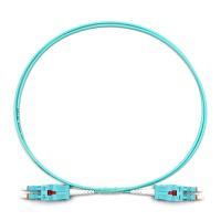 China LC Uniboot to LC Uniboot Duplex OM3 Multimode Fiber Patch Cable 2.0mm OFNR Aqua for sale