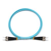 China ST UPC To ST UPC Fiber Optic Patch Cable Duplex OM3 Multimode OFNR 2.0mm Aqua for sale