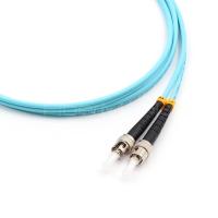 China ST UPC To ST UPC Fiber Optic Patch Cable Duplex OM3 Multimode OFNR 2.0mm Aqua for sale