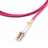 China LC UPC To LC UPC Fiber Optic Patch Cable Duplex OM4 Multimode OFNR 2.0mm Magenta for sale