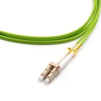 China LC UPC To SC UPC Fiber Optic Patch Cable Duplex OM5 Multimode OFNR 2.0mm Lime Green for sale