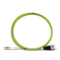 China LC UPC to FC UPC Duplex OM5 Multimode Fiber Patch Cable 2.0mm OFNR Lime Green for sale