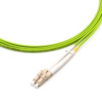 China LC UPC to FC UPC Duplex OM5 Multimode Fiber Patch Cable 2.0mm OFNR Lime Green for sale