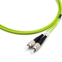 China LC UPC to FC UPC Duplex OM5 Multimode Fiber Patch Cable 2.0mm OFNR Lime Green for sale
