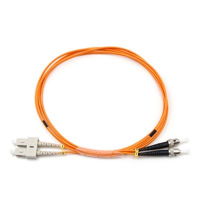China SC UPC to ST UPC Duplex Fiber Optic Patch Cable OM1 62.5/125 Multimode OFNR 2.0mm Orange for sale