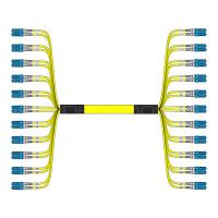 China LC to LC 24 Strand Single Mode 9/125 OFNR Breakout Cable 3.0mm Yellow for sale