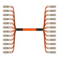 China SC to SC 24 Strand Multimode 62.5/125 OFNR Breakout Cable 3.0mm Orange for sale