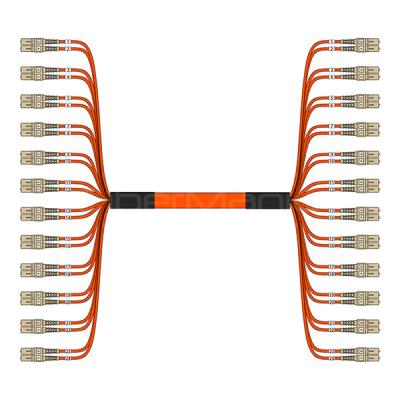 China SC to SC 24 Strand Multimode 62.5/125 OFNR Breakout Cable 3.0mm Orange for sale