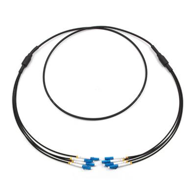 China LC to LC 4 Strand Single Mode 9/125 LSZH Breakout Fiber Optic Cable 3.0mm Black for sale