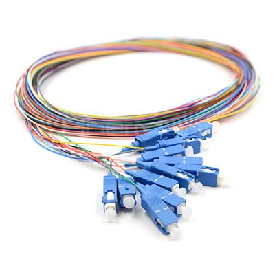 China 12 Fibers SC/UPC 9/125 Single Mode Fiber Optic Pigtail - Unjacketed with 1000x Durability and -40℃ to +85℃ Storage Range for sale