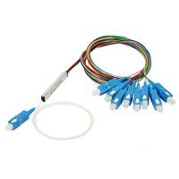 China 1x8 PLC Splitter Steel Tube with 0.9mm Cable and SC/UPC Connectors - 10.5dB Insertion Loss, -40°C to 85°C Operating Range for sale