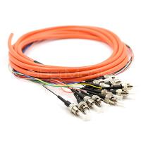 China ST/UPC 12 Cores Bundle Fan-out Fiber Optic Pigtail Multimode 62.5/125um Orange Jacket for sale