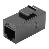 China CAT.6 RJ45 Inline Keystone Coupler Unshielded Slim Type 600MHz Black ABS PC Housing for sale