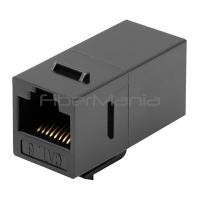 China CAT.6 RJ45 Inline Keystone Coupler Unshielded Slim Type 600MHz Black ABS PC Housing for sale