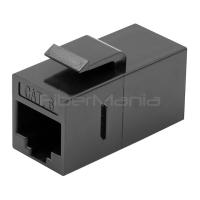 China CAT.6 RJ45 Inline Keystone Coupler Unshielded Slim Type 600MHz Black ABS PC Housing for sale