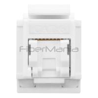 China Slim Type White CAT.6 UTP Keystone Jack with Dust Cover - 50μ Gold Plating, 125V 1.5A Rating for sale