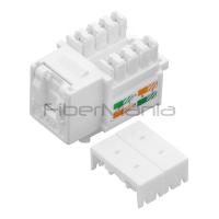 China Slim Type White CAT.6 UTP Keystone Jack with Dust Cover - 50μ Gold Plating, 125V 1.5A Rating for sale