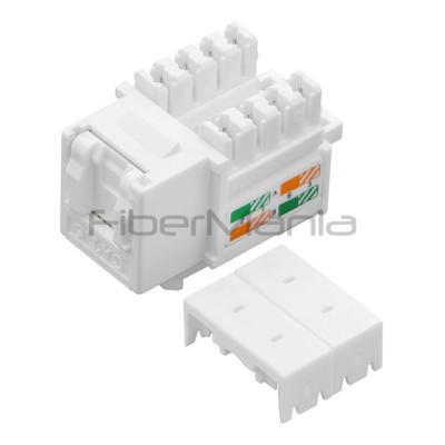 China Slim Type White CAT.6 UTP Keystone Jack with Dust Cover - 50μ Gold Plating, 125V 1.5A Rating for sale