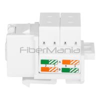 China Slim Type White CAT.6 UTP Keystone Jack with Dust Cover - 50μ Gold Plating, 125V 1.5A Rating for sale