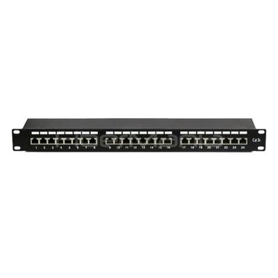 China 19 Inch 1U CAT.5E FTP Patch Panel 24 Ports with Dual IDC Termination for Gigabit Ethernet Networks for sale