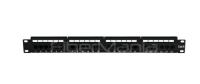 China 19-inch 1U CAT.6 UTP 24-Port Patch Panel with Dual IDC Blocks, Black Finish for Network Infrastructure for sale