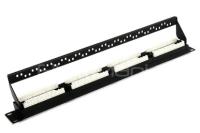 China 19-inch 1U CAT.6 UTP 24-Port Patch Panel with Dual IDC Blocks, Black Finish for Network Infrastructure for sale