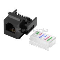 China CAT.3 RJ12 6P6C Toolless Telephone Keystone Jack with 50μ Gold Plating, 125V AC Rating, -20°C to 60°C Temperature Range for sale