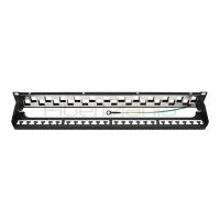 China 19-Inch 1U 24 Port STP Staggered Blank Patch Panel for Cable Management - 1.5mm SPCC Steel Construction for sale