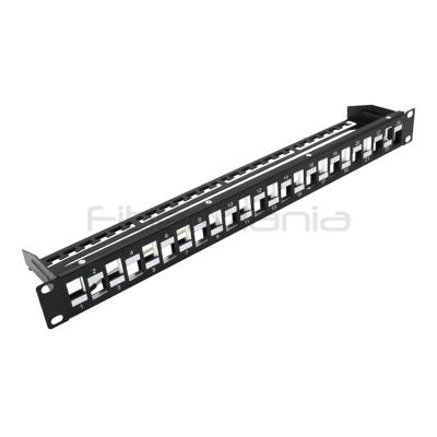 China 19-Inch 1U 24 Port STP Staggered Blank Patch Panel for Cable Management - 1.5mm SPCC Steel Construction for sale