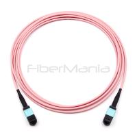 China MPO Female to MPO Female Trunk Cable Assembly 12 Fibers OM4 Polarity A Pink Jacket for sale