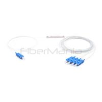 China Steel Tube 900um 1x4 PLC Splitter with SC/UPC Connectors - 1260-1650nm Wavelength, 7.3dB Insertion Loss for sale