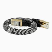 China Cat7 Ethernet Cable 10Gbps Flat Nylon Braided RJ45 Network Cord 1-100M Length Options for sale