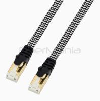 China Cat7 Ethernet Cable 10Gbps Flat Nylon Braided RJ45 Network Cord 1-100M Length Options for sale