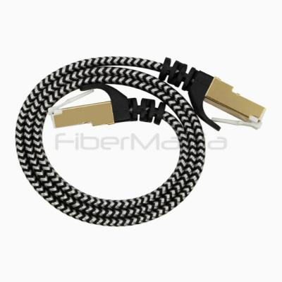 China Cat7 Ethernet Cable 10Gbps Flat Nylon Braided RJ45 Network Cord 1-100M Length Options for sale