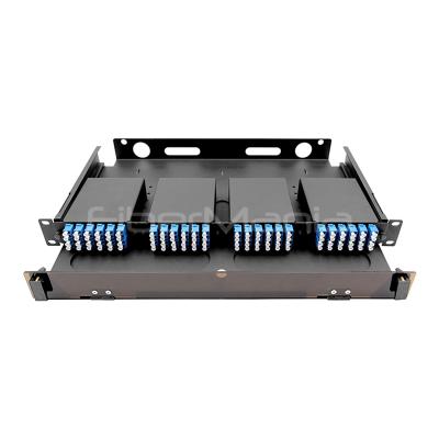 China Rack Mount 4xMTP MPO to LC Duplex Fiber Patch Panel 120 Fibers 1U 19 Inch Black for sale