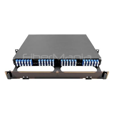 China 1U 19 Inch 96 Cores MTP-12 Male MPO Patch Panel for High Density Fiber Optic Networks for sale