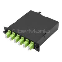 China OM5 12 Cores 6 Ports MPO-LC Fiber Optic Cassette for 40 100Gbps Protocols for sale