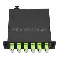 China OM5 12 Cores 6 Ports MPO-LC Fiber Optic Cassette for 40 100Gbps Protocols for sale