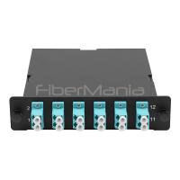 China 12 Fibers MTP to LC Cassette with Zirconia Ceramic Sleeves Aluminium Body Type A Polarity 129mm x 155mm for sale