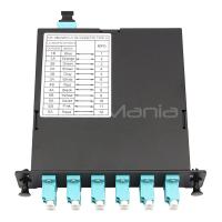 China 12 Fibers MTP to LC Cassette with Zirconia Ceramic Sleeves Aluminium Body Type A Polarity 129mm x 155mm for sale