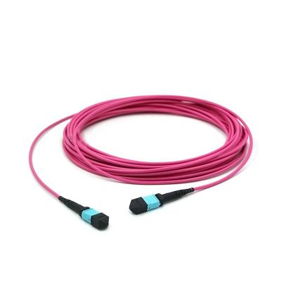 China 12 Fiber OM4 50/125μm MPO Trunk Cable 3.0mm OD Elite Low Loss for sale