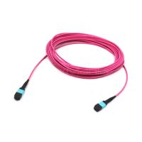 China 12 Fiber OM4 50/125μm MPO Trunk Cable 3.0mm OD Elite Low Loss for sale