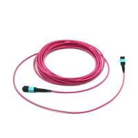 China 12 Fiber OM4 50/125μm MPO Trunk Cable 3.0mm OD Elite Low Loss for sale