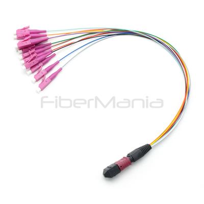 China MTP to LC MPO Fanout Cable 12 Core Corning ClearCurve Fiber Plug and Play for sale