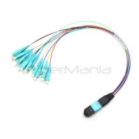 China MPO MTP to LC 12 Core Ribbon Fiber Patch Cord 0.9mm Fanout Cable OM3 Multimode for sale