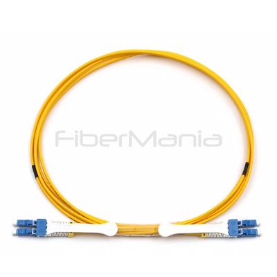 China LC UPC to LC UPC Duplex SM With Pull Tab LSZH Yellow Fiber Patch Cable for sale
