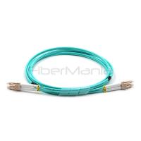 China LC UPC Duplex OM3 LSZH Aqua Jacket Armored Optical Fiber Patch Cord for sale