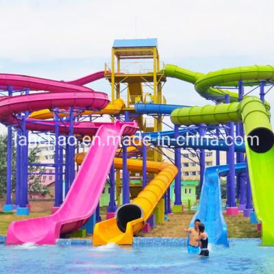 China Lanchao Outdoor Fiberglass Combination Spiral Water Slide Tube for Adult for sale