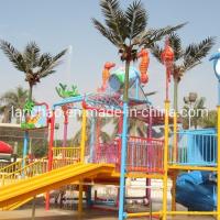 China Fiberglass Kids Splash Water Playground With Open Straight Water Slide for sale